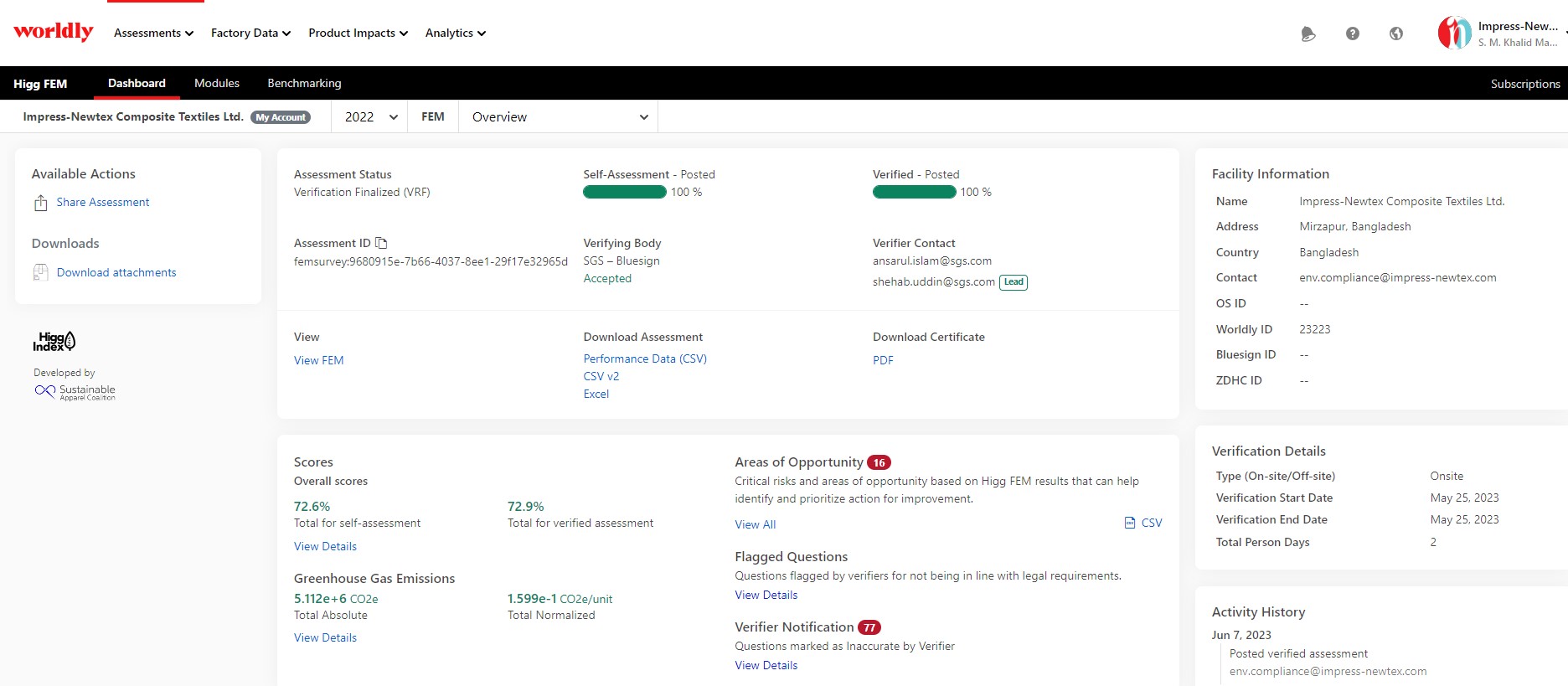 HIGG SCORE – Impress-Newtex